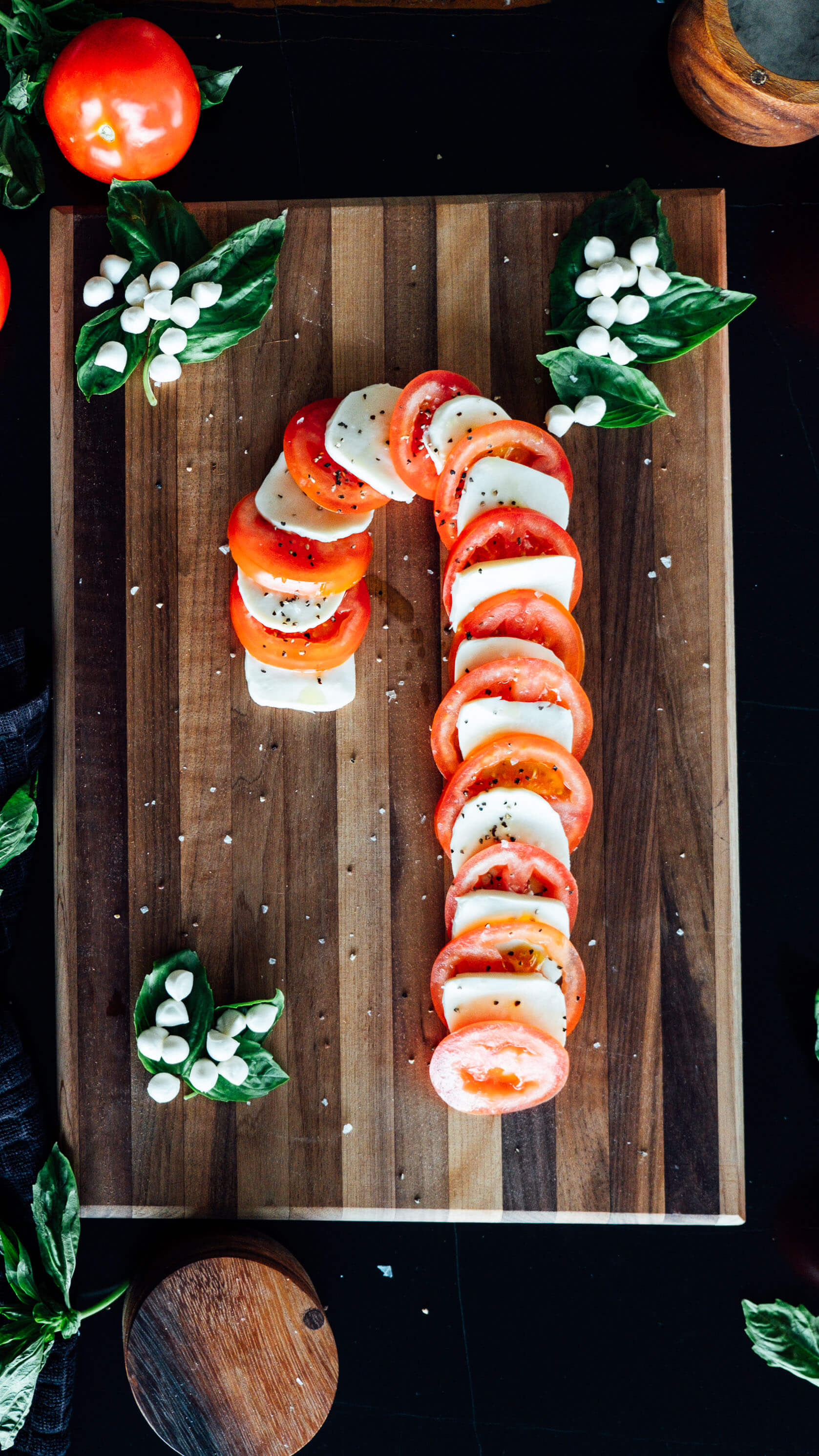 Candy Cane Caprese Board